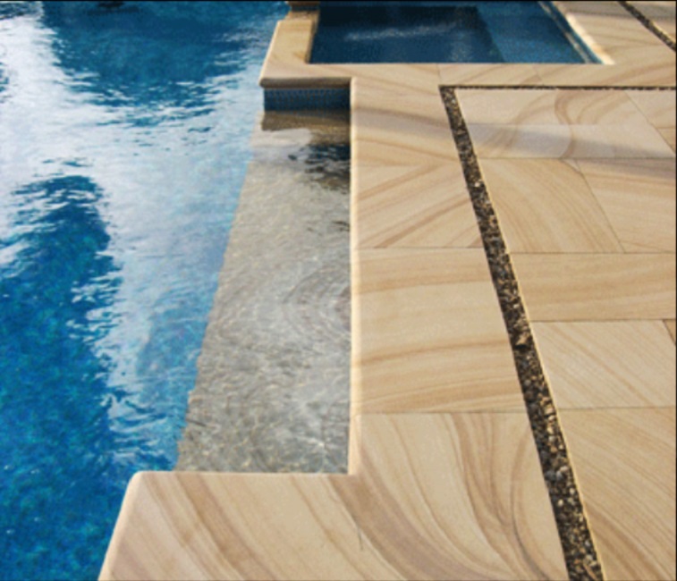 Antique Travertine Tumbled Edge Pool Coping - Tiles Shop Australia